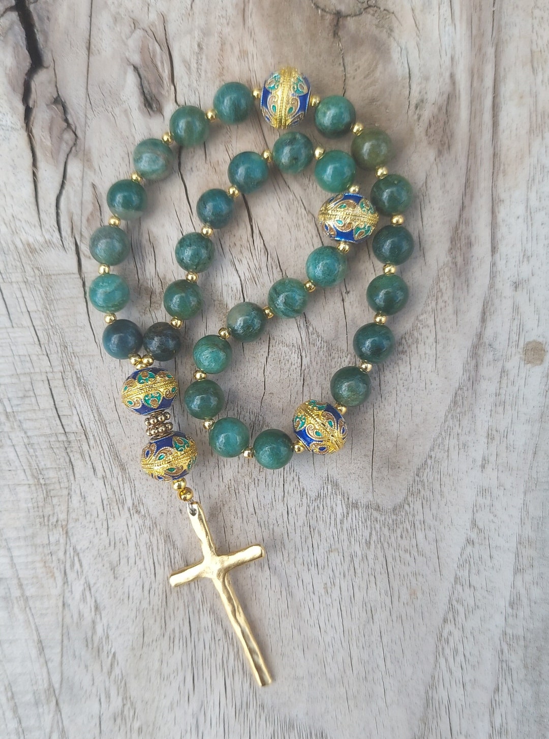 Anglican Prayer Beads, Episcopal Rosary With Green Lepidolite and ...