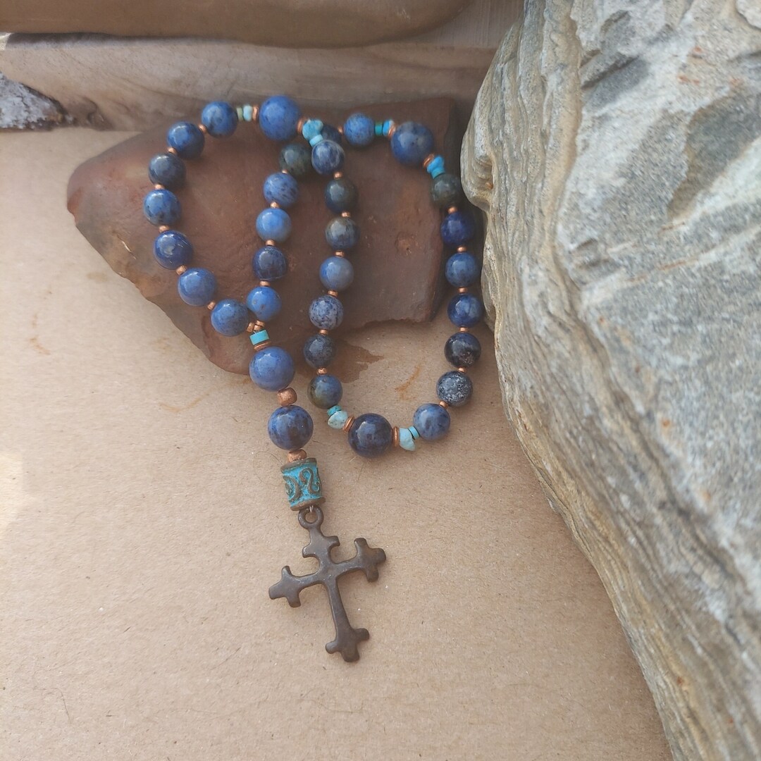 Gemstone Anglican Prayer Beads, Rosary With Dumortierite, Turquoise ...