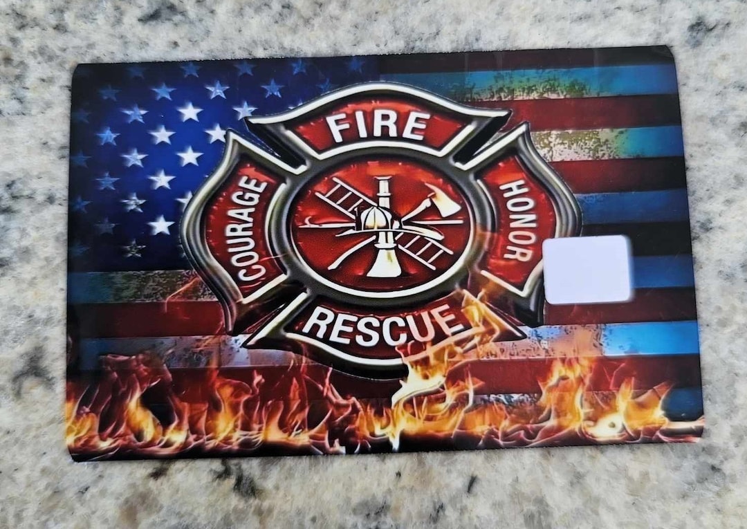American Flag Firefighter Credit Card Skin - Etsy