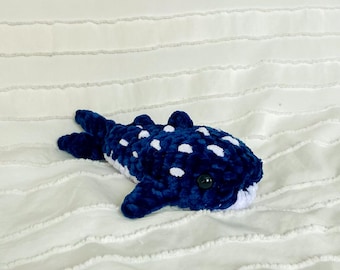 Velvet Whale Shark Plushie, Crochet Cuddle Stuffy, Nursery Plush, Whale ...