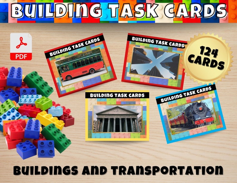 Building Task Cards: Transportation & Buildings (PDF Printable) - Etsy