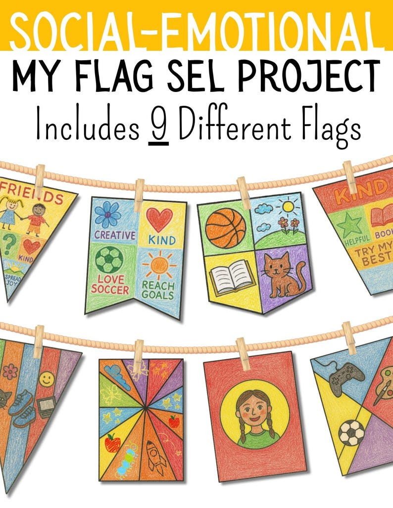 Identity Flag SEL Project: All About Me Activity (PDF) - Etsy