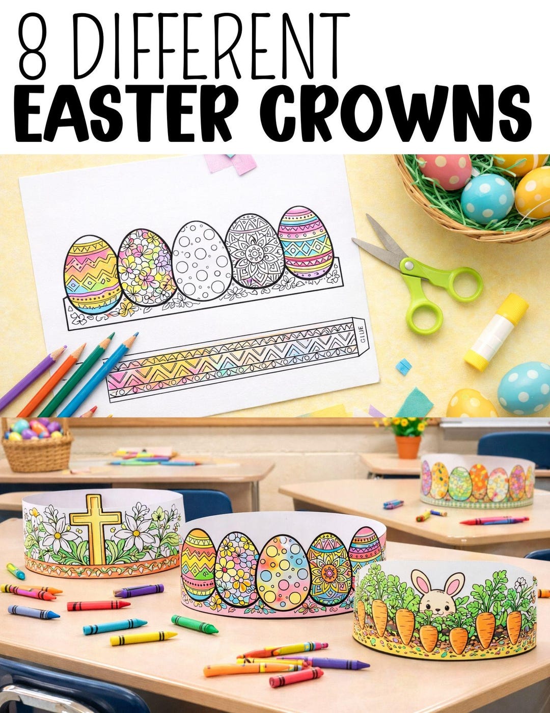 8 Easter Crown Coloring Craft Templates (digital Download) - Etsy