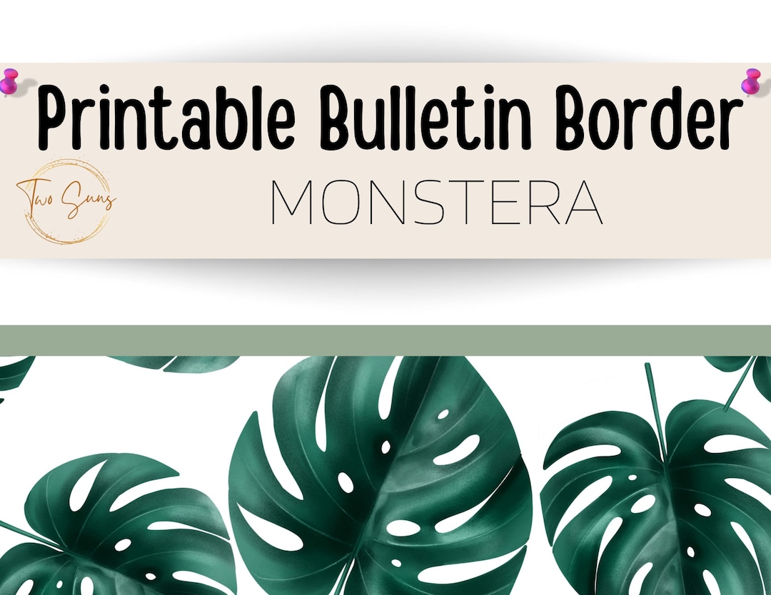 Monstera Print Spring Summer Theme Bulletin Border, Bulletin Board ...