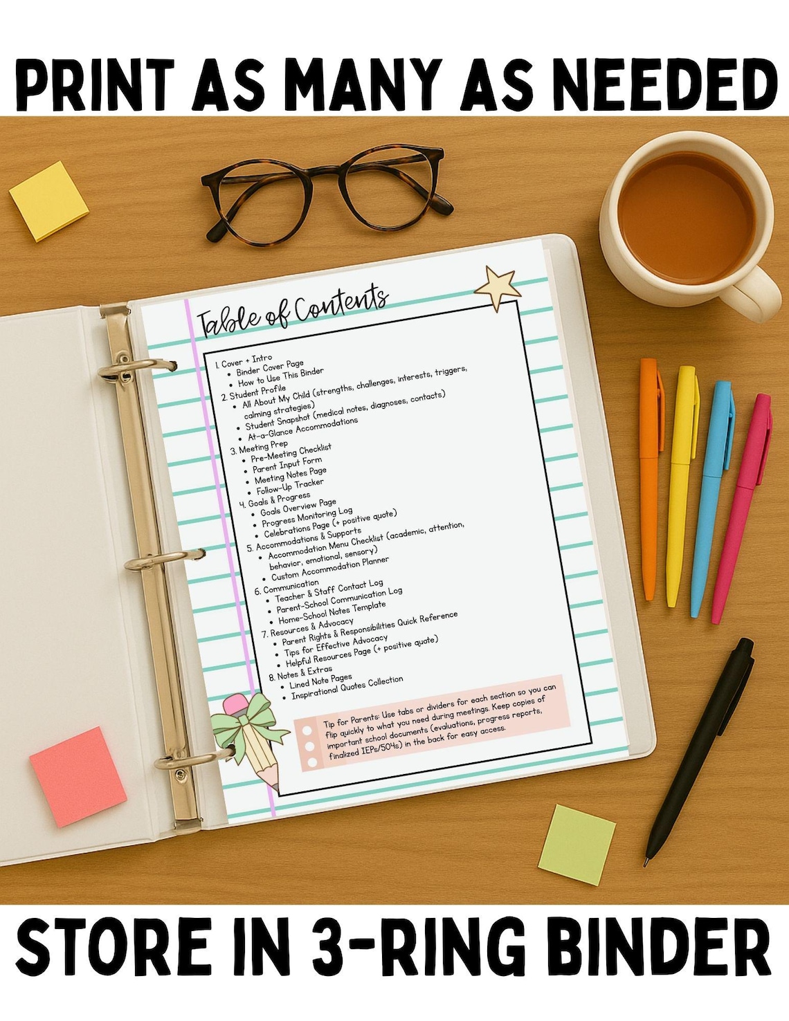 IEP Parent Advocacy Binder: Special Education Meeting Organizer (PDF ...