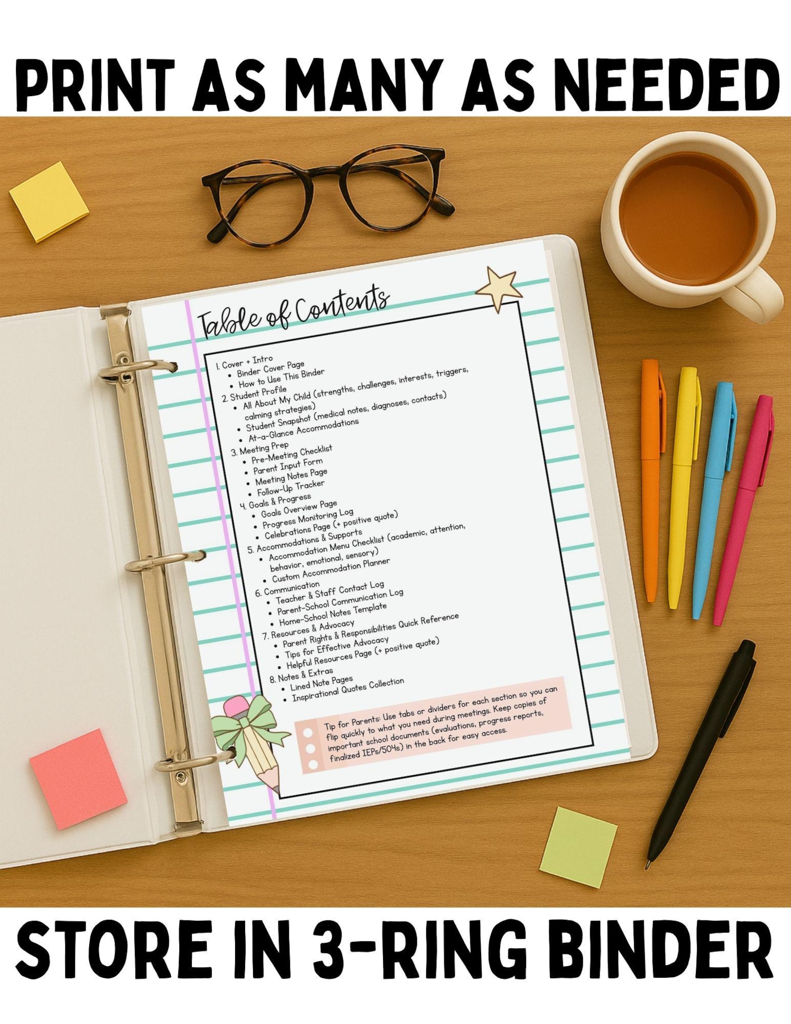 IEP Parent Advocacy Binder: Special Education Meeting Organizer (PDF ...