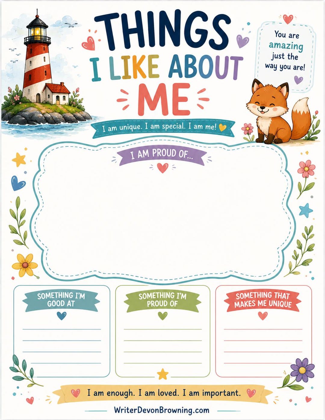 Things I Like About Me SEL Social Emotional Learning Worksheet for ...