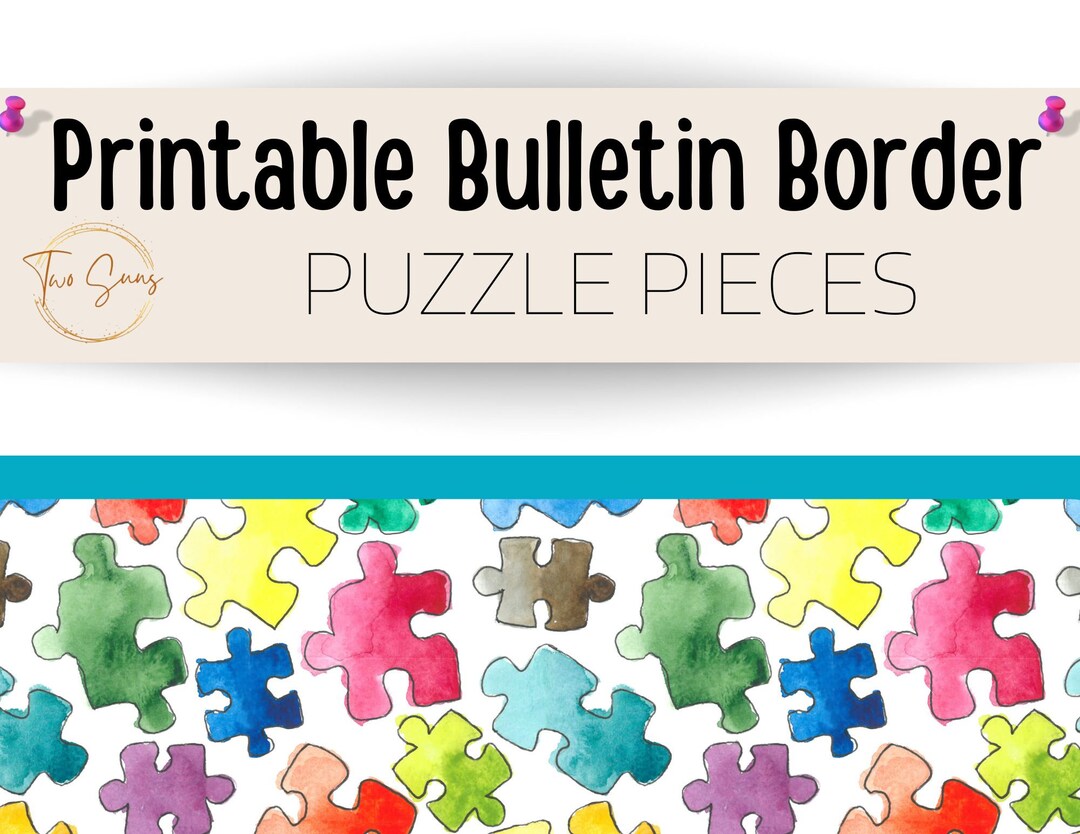 Puzzle Print Spring Summer Theme Bulletin Border, Bulletin Board Border ...