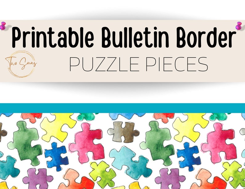 Puzzle Print Spring Summer Theme Bulletin Border, Bulletin Board Border ...