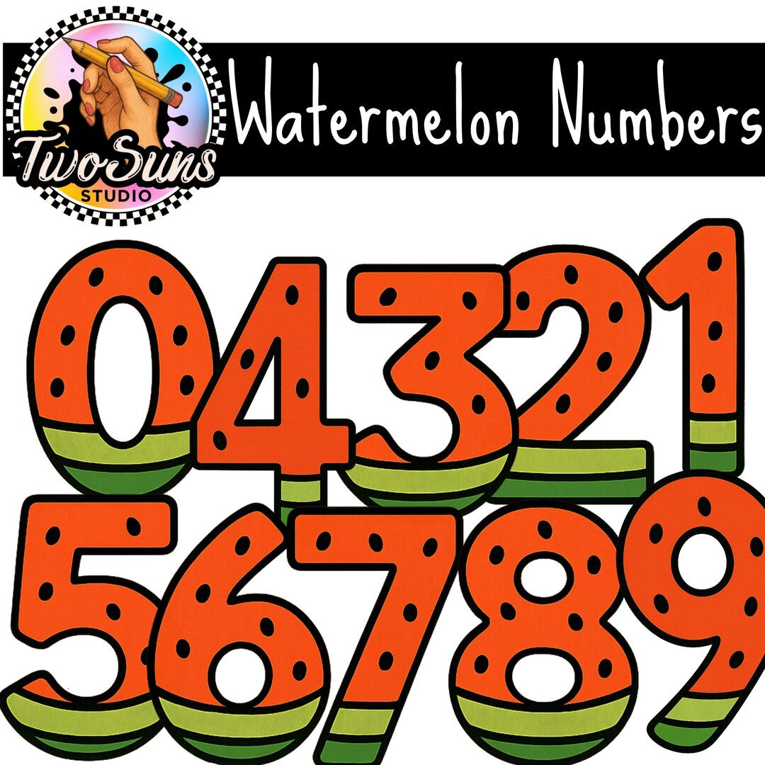 Watermelon Number Clipart 0-9 PNG | Summer Math Numbers | 3000x3000px ...