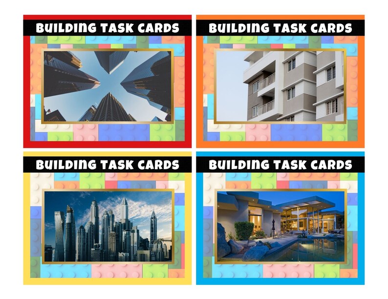 124 Building Task Cards Transportation & Buildings, PDF Printable Task ...
