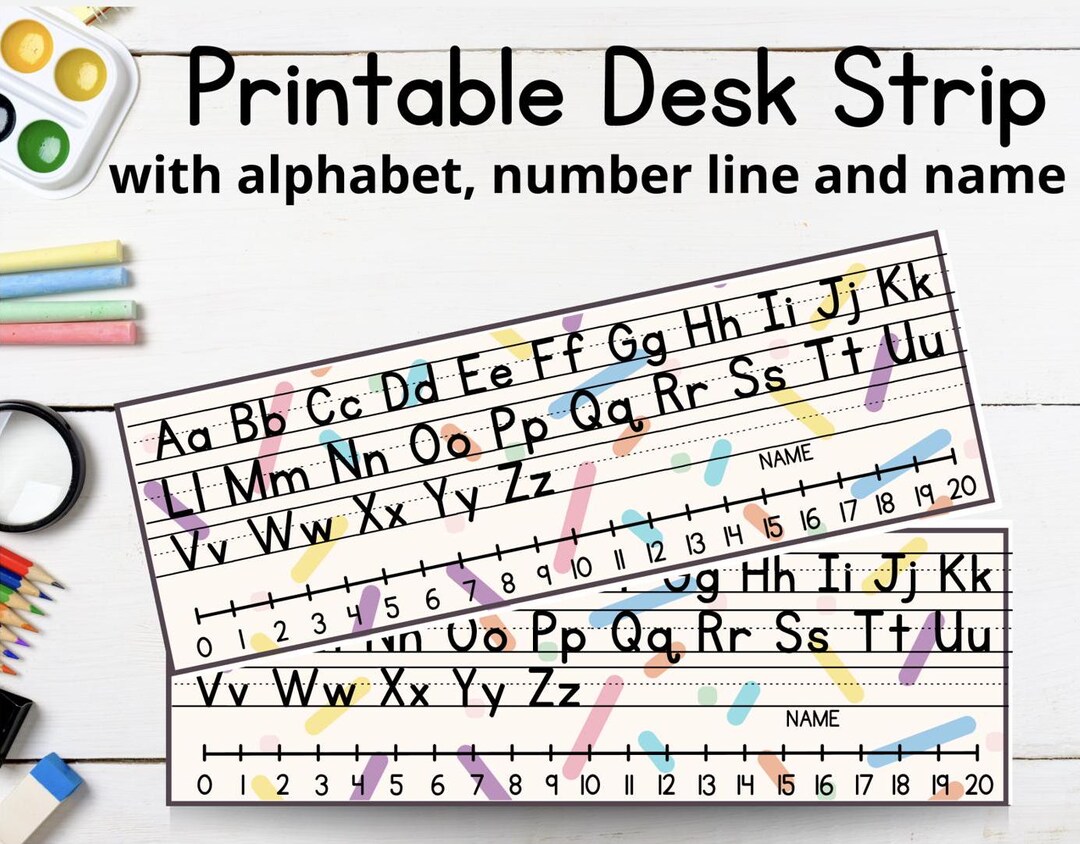 Sprinkles Desk Strip With Alphabet, Number Line and Name, Classroom ...