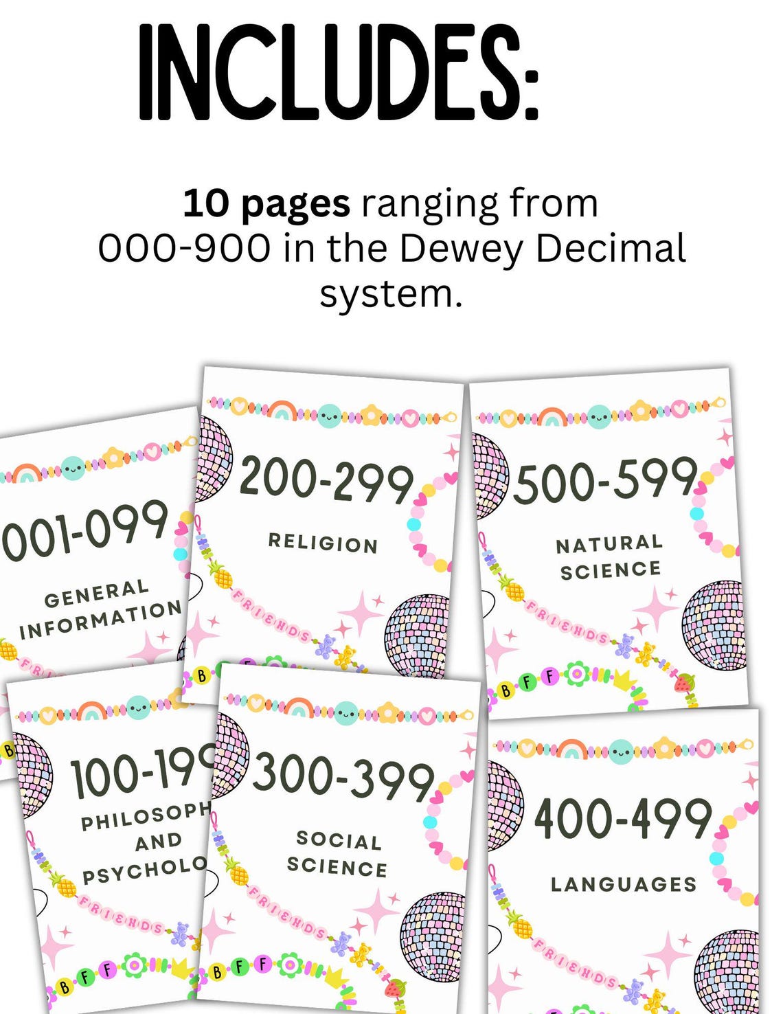 Dewey Decimal System Posters: Disco Library Decor (printable PDF) - Etsy
