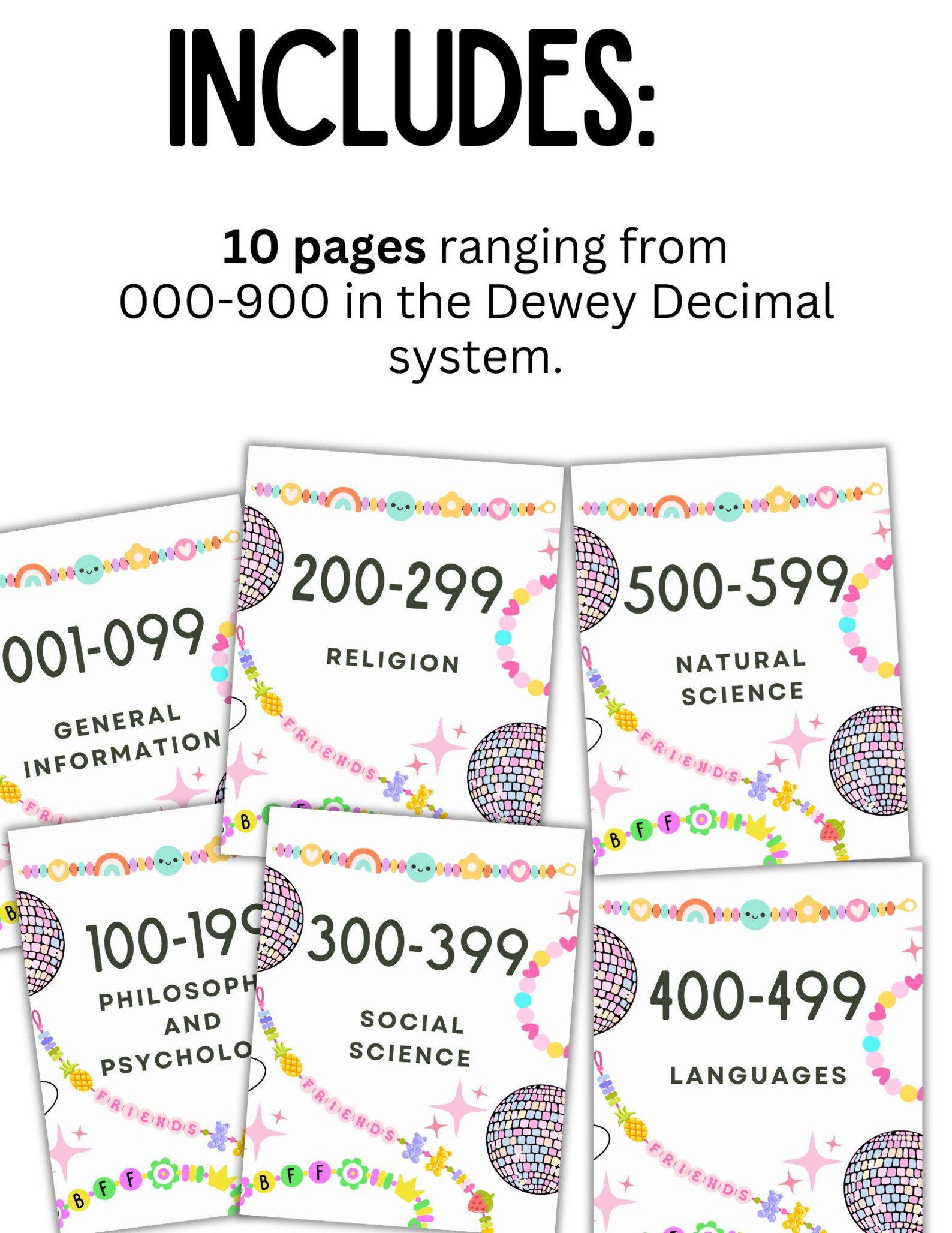 Dewey Decimal System Posters: Disco Library Decor (printable PDF) - Etsy