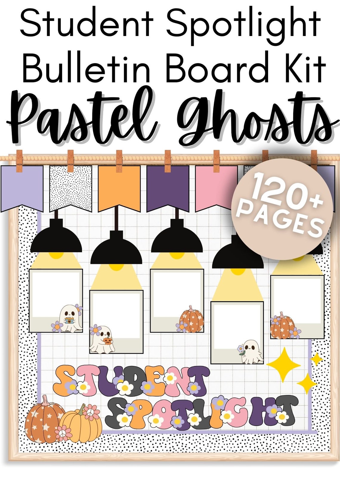 Pastel Ghosts Student Spotlight Bulletin Board, Printable Bulletin ...