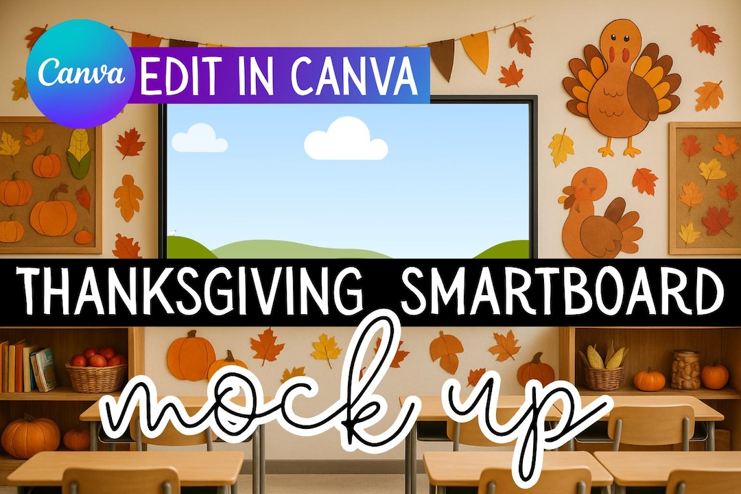 Thanksgiving Smart Board Mockup: Canva Drag-and-drop Frame (digital ...