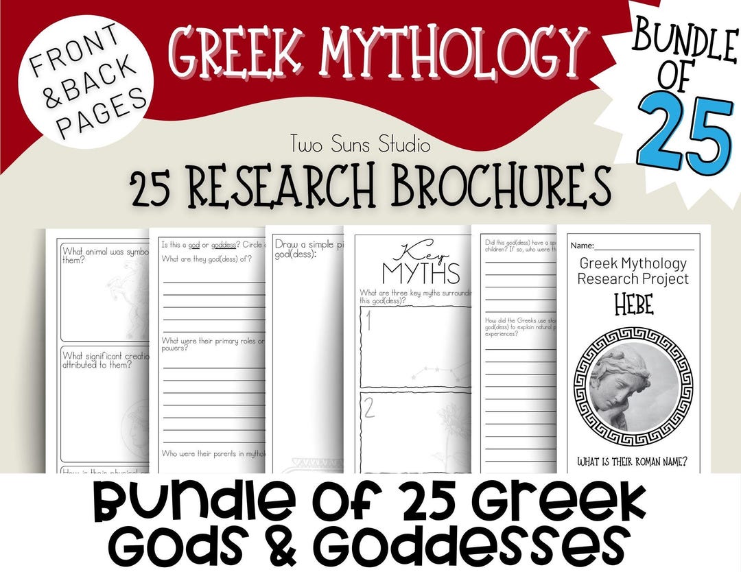 Greek Gods & Goddesses Research Brochure Projects: Bundle of 25 (PDF ...