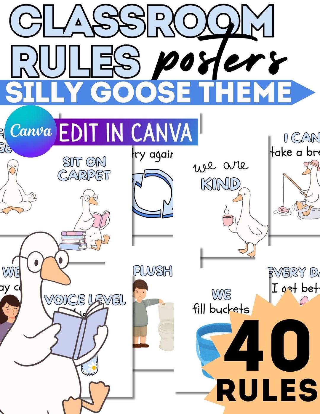 40 Silly Goose Classroom Posters | Funny Class Rules, Growth Mindset ...