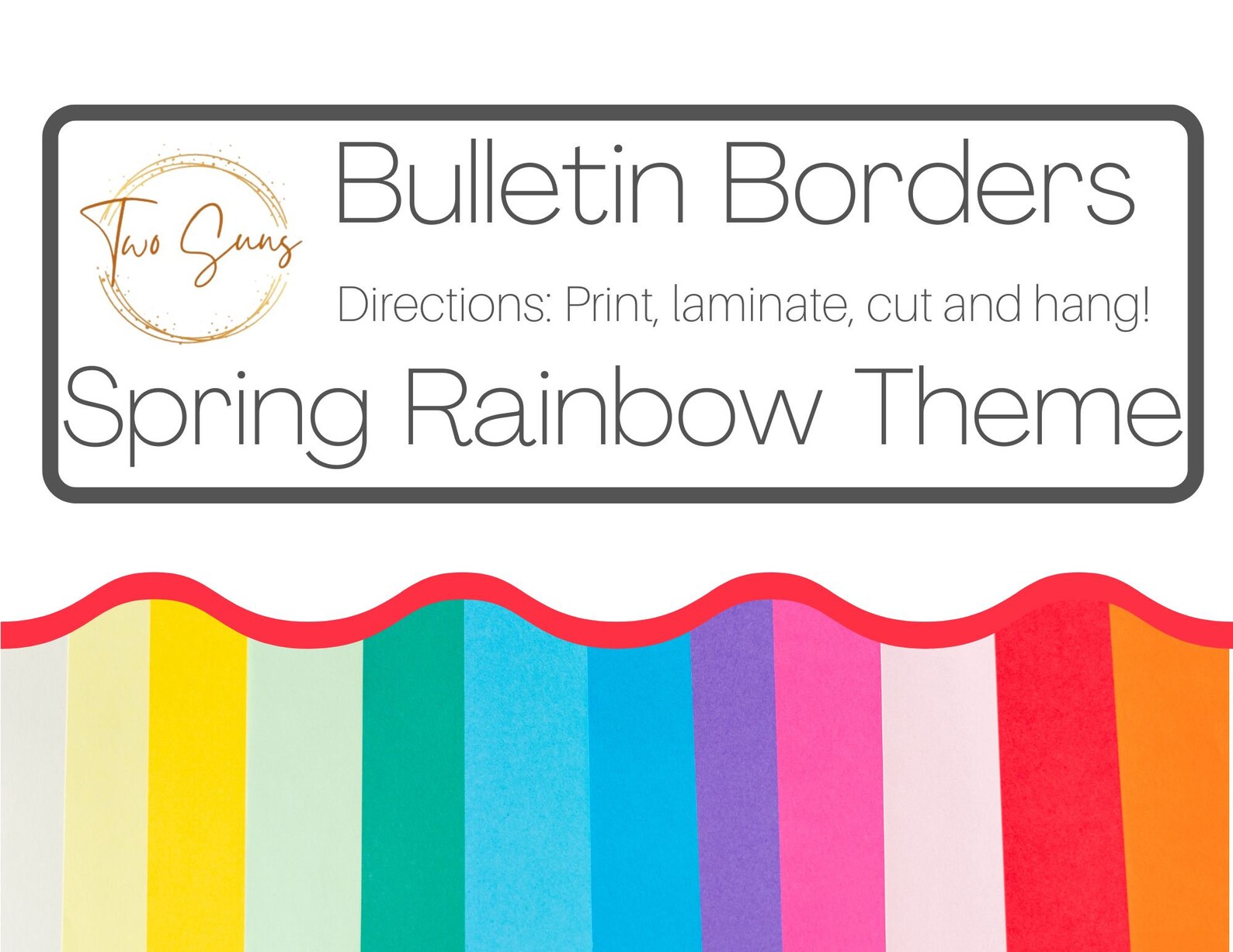 Spring Rainbow Theme Bulletin Border, Bulletin Board Border, Printable ...