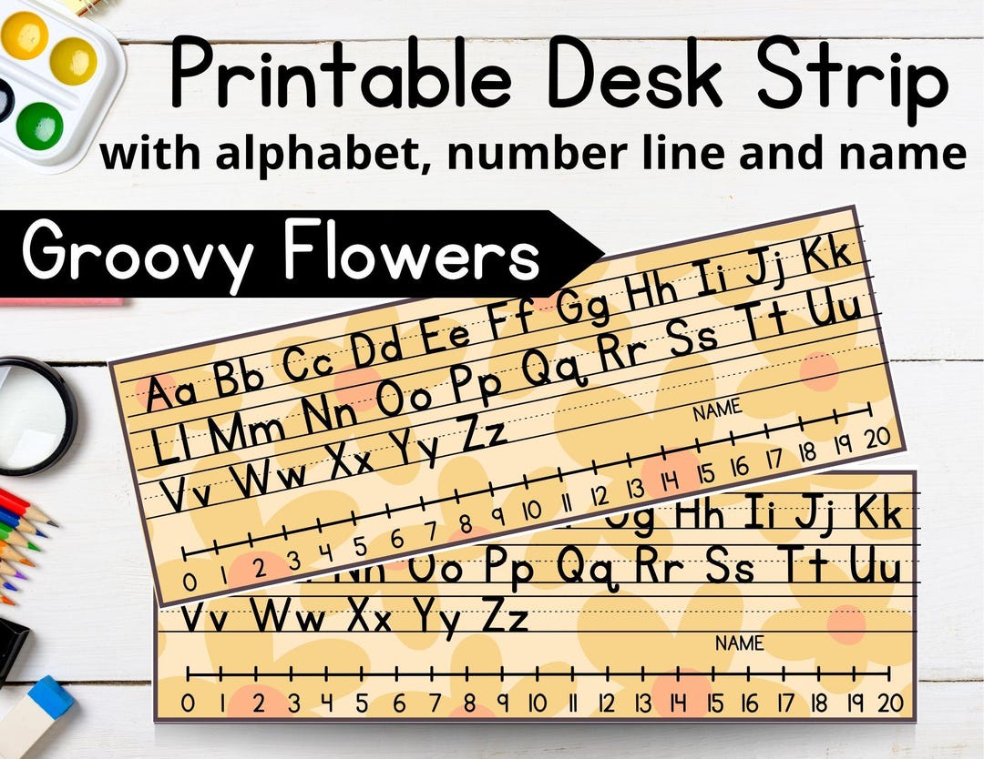 Groovy Theme Editable Desk Name Plates for Elementary | Alphabet ...
