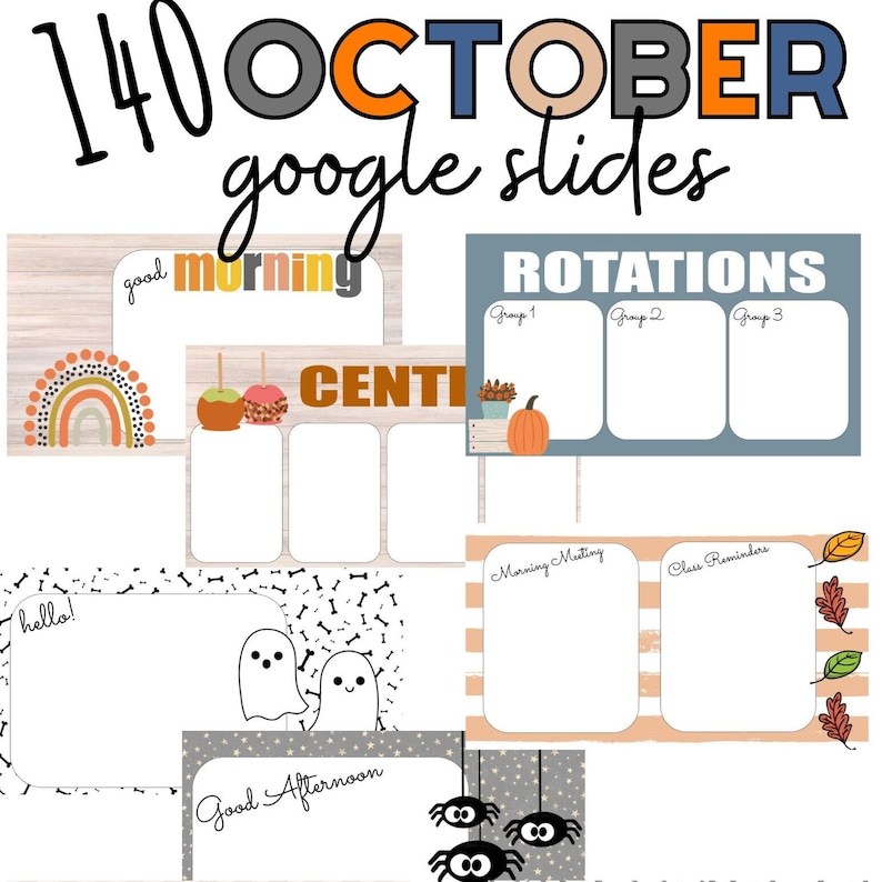 October Google Slides Template + Blanks to Customize, Boho Halloween ...