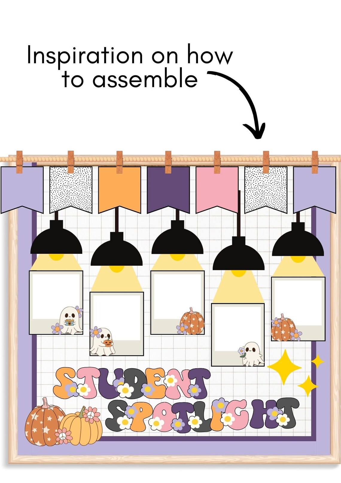 Pastel Ghosts Student Spotlight Bulletin Board, Printable Bulletin ...
