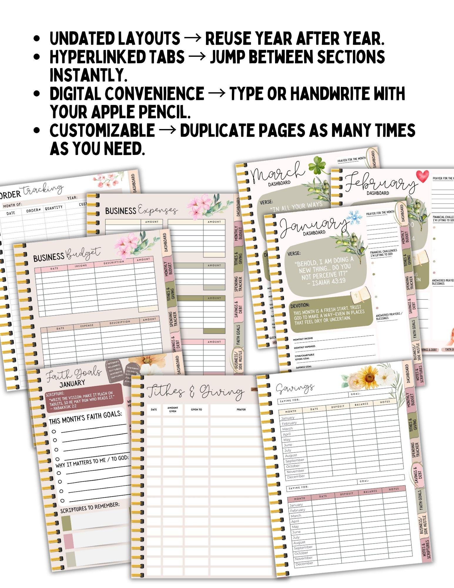 Christian Budget Planner | Faith & Finances, Tithing Tracker (printable ...