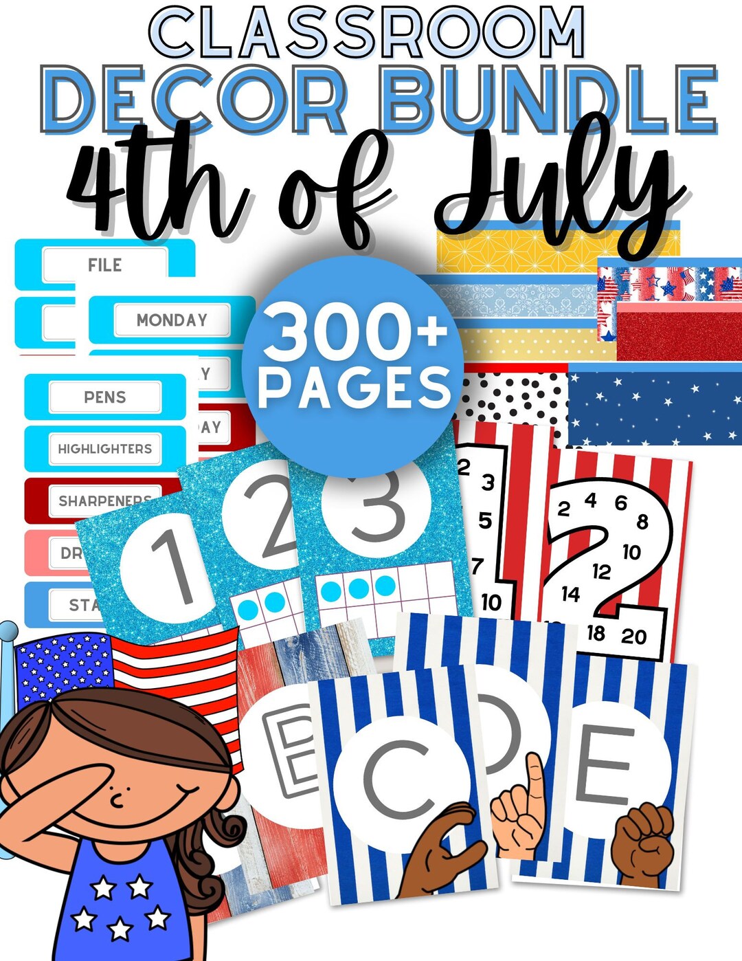 July 4th Classroom Decor Bundle, Modern Classroom, Customizable ...