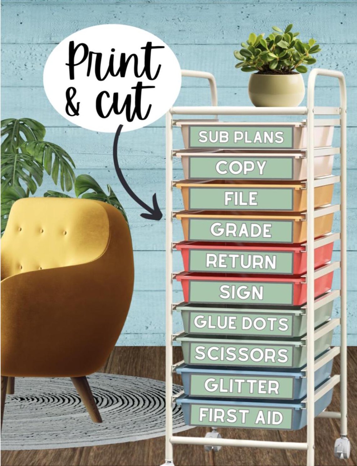Mint Rolling Cart Labels: Classroom Organization (117 Labels) - Etsy