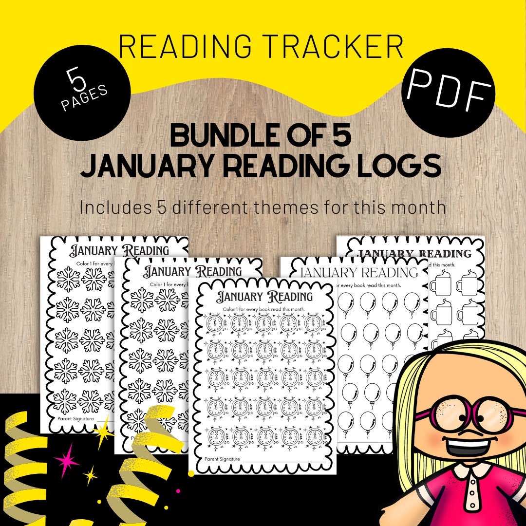 January Reading Logs: Color-in Trackers, Homeschool Printable (PDF) - Etsy
