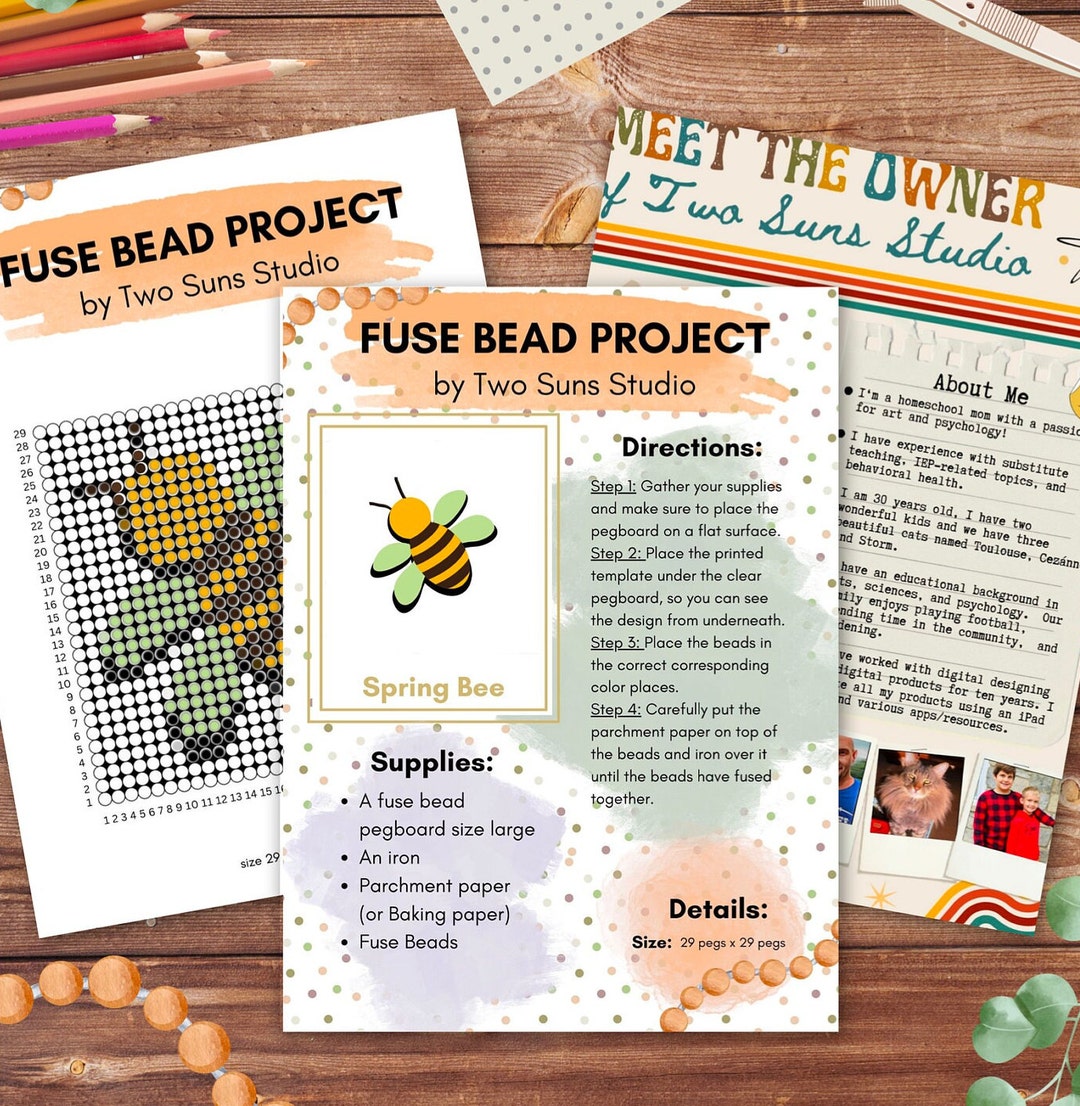 Spring Bee Fuse Bead Pattern, Arts and Crafts, Art Project - Etsy