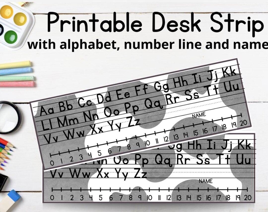 Cow Print Desk Strip: Alphabet, Number Line (PDF Printable) - Etsy