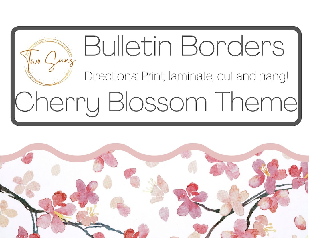 Cherry Blossom Theme Bulletin Border, Printable Bulletin Board Border ...