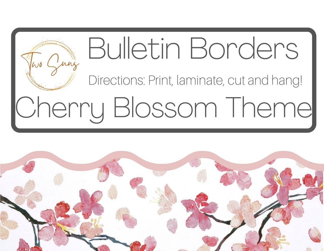 Cherry Blossom Theme Bulletin Border, Printable Bulletin Board Border ...