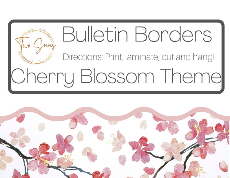 Cherry Blossom Theme Bulletin Border, Printable Bulletin Board Border ...