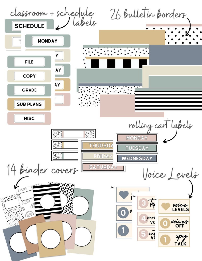 480+ Pages Boho Blush Mega Classroom Decor Bundle, Posters, Bulletin ...