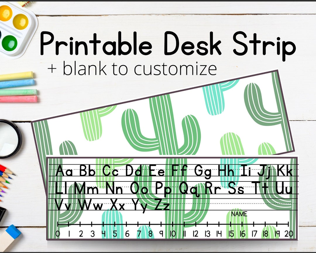Cactus Desk Strip With Alphabet, Number Line and Name, Classroom ...