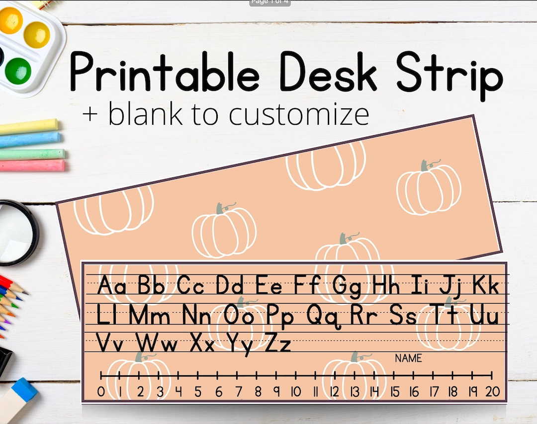 Pumpkin Desk Strip: Alphabet, Number Line, Name (printable PDF) - Etsy