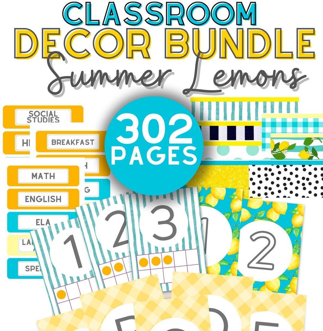 Lemon Classroom Decor Bundle, Modern Classroom, Customizable Classroom ...