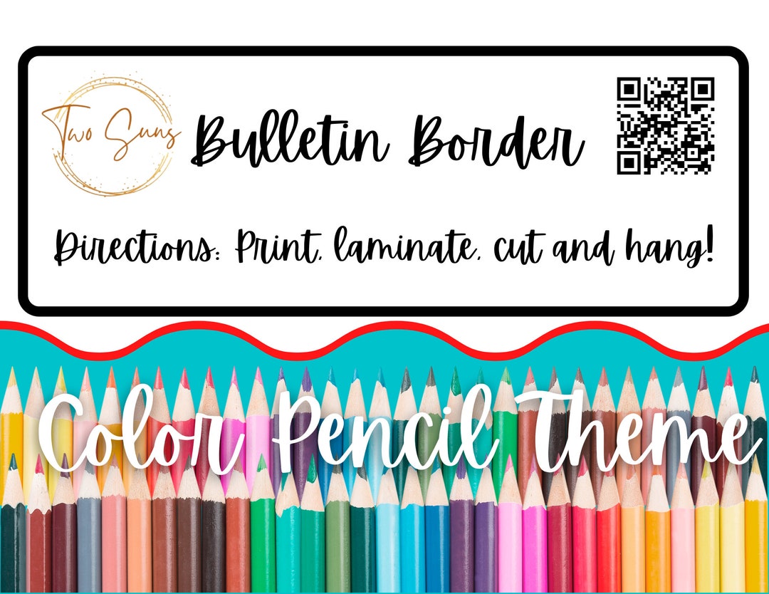 Color Pencil Theme Bulletin Border, Bulletin Board Border, Printable ...