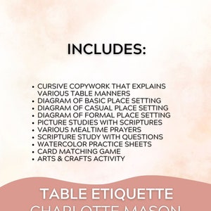 Table Etiquette Study Unit: Charlotte Mason Inspired (PDF Download) - Etsy