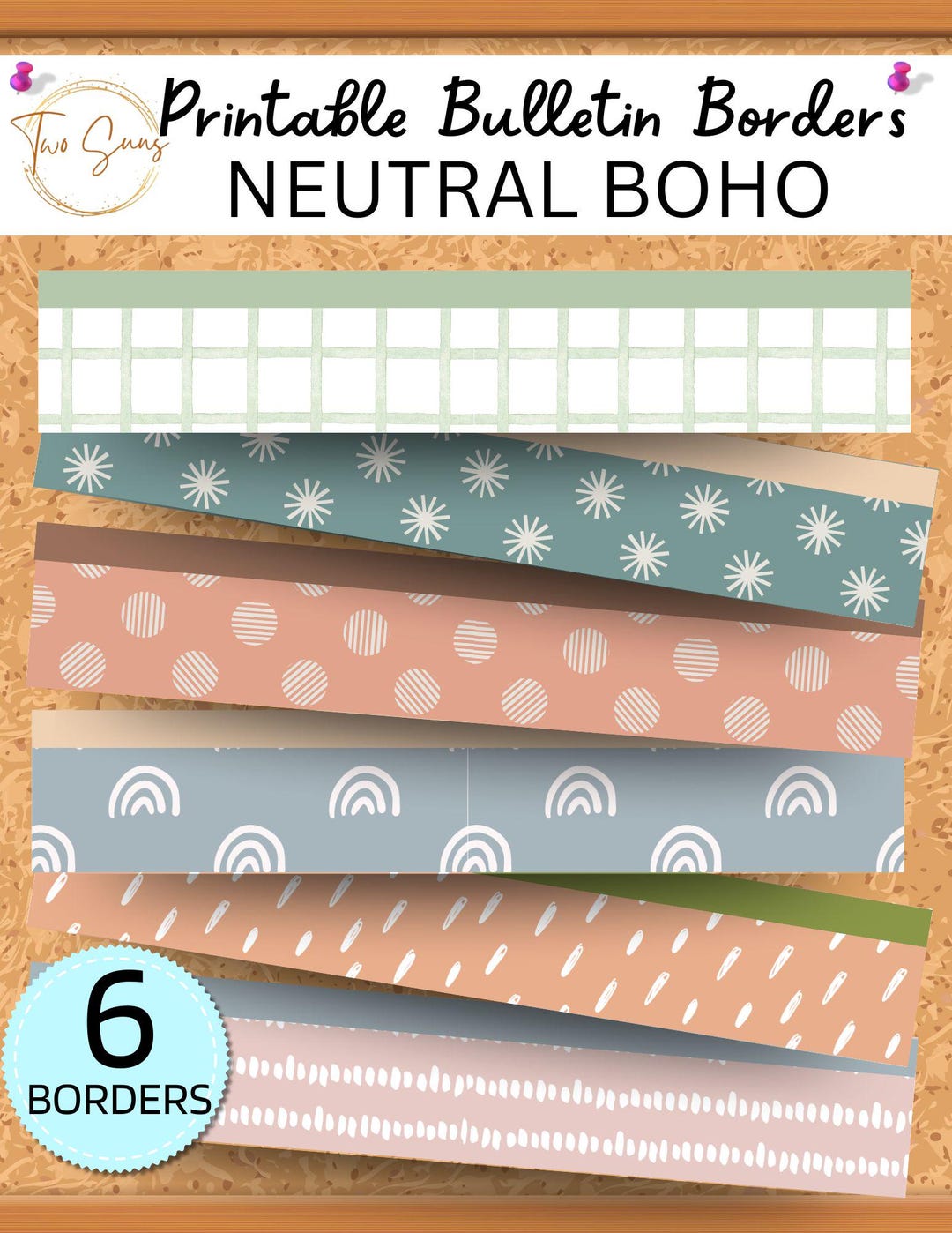 Boho Classroom Bulletin Board Borders: 6 Printable Designs (PDF) - Etsy