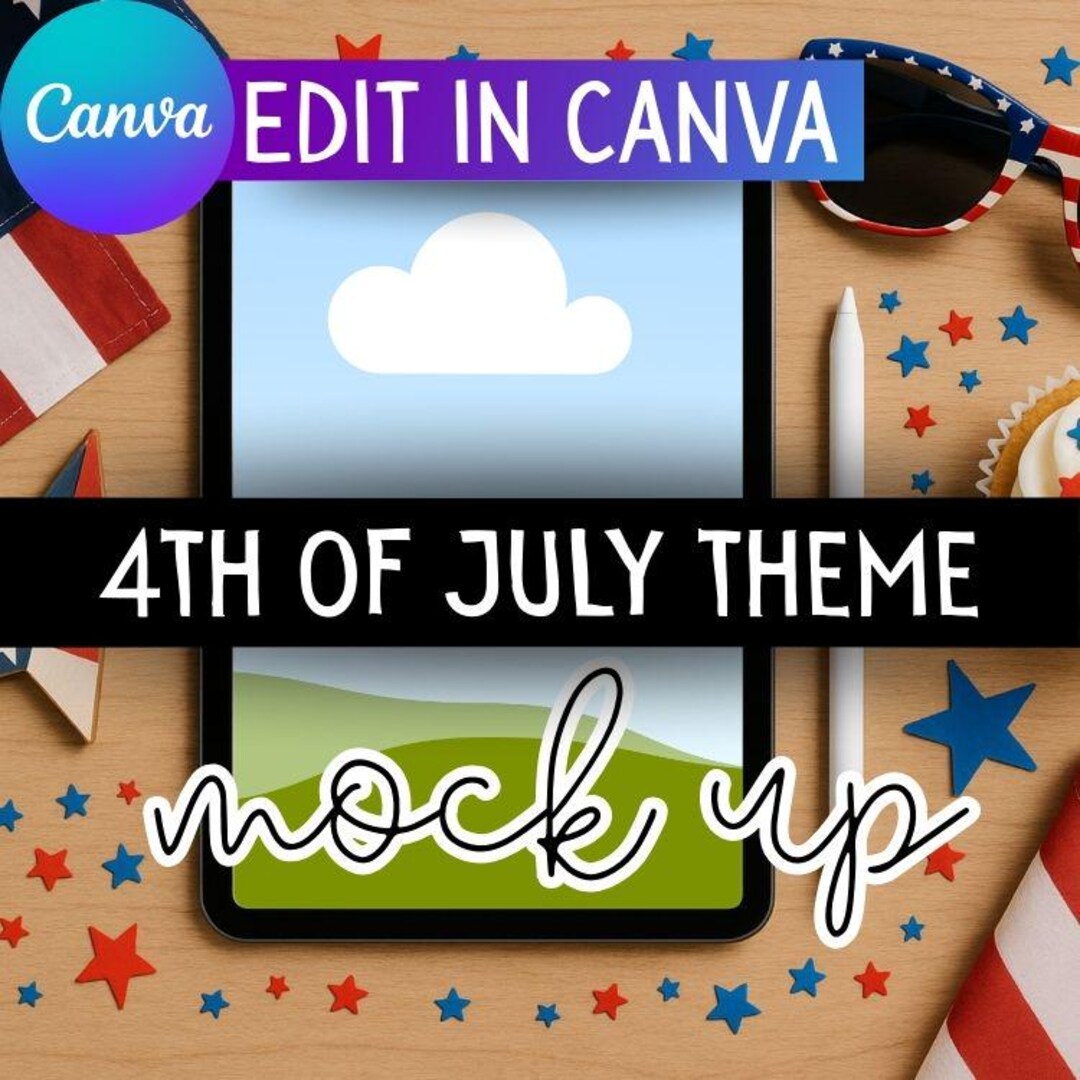 4th of July Tablet iPad Mockup: Canva Drag-and-drop Mock (digital ...