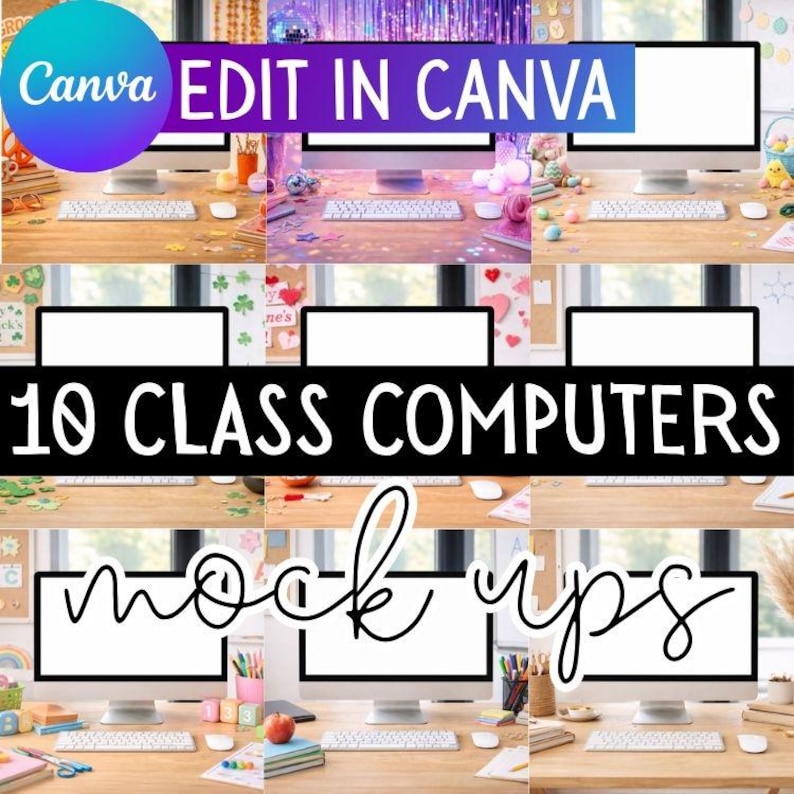 10 Different Computer Screens Mockup Images: Canva Drag-and-drop Mocks ...