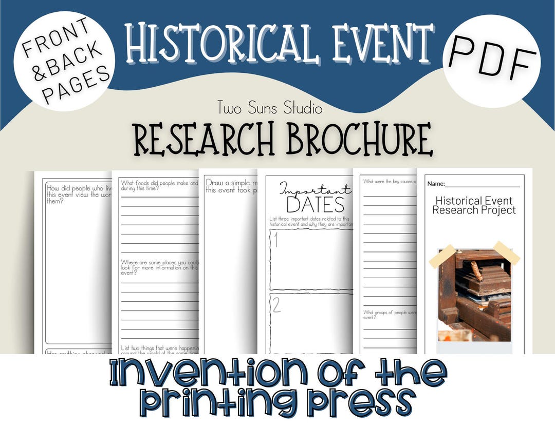 Invention of the Print Press Historical Event Research Brochure ...