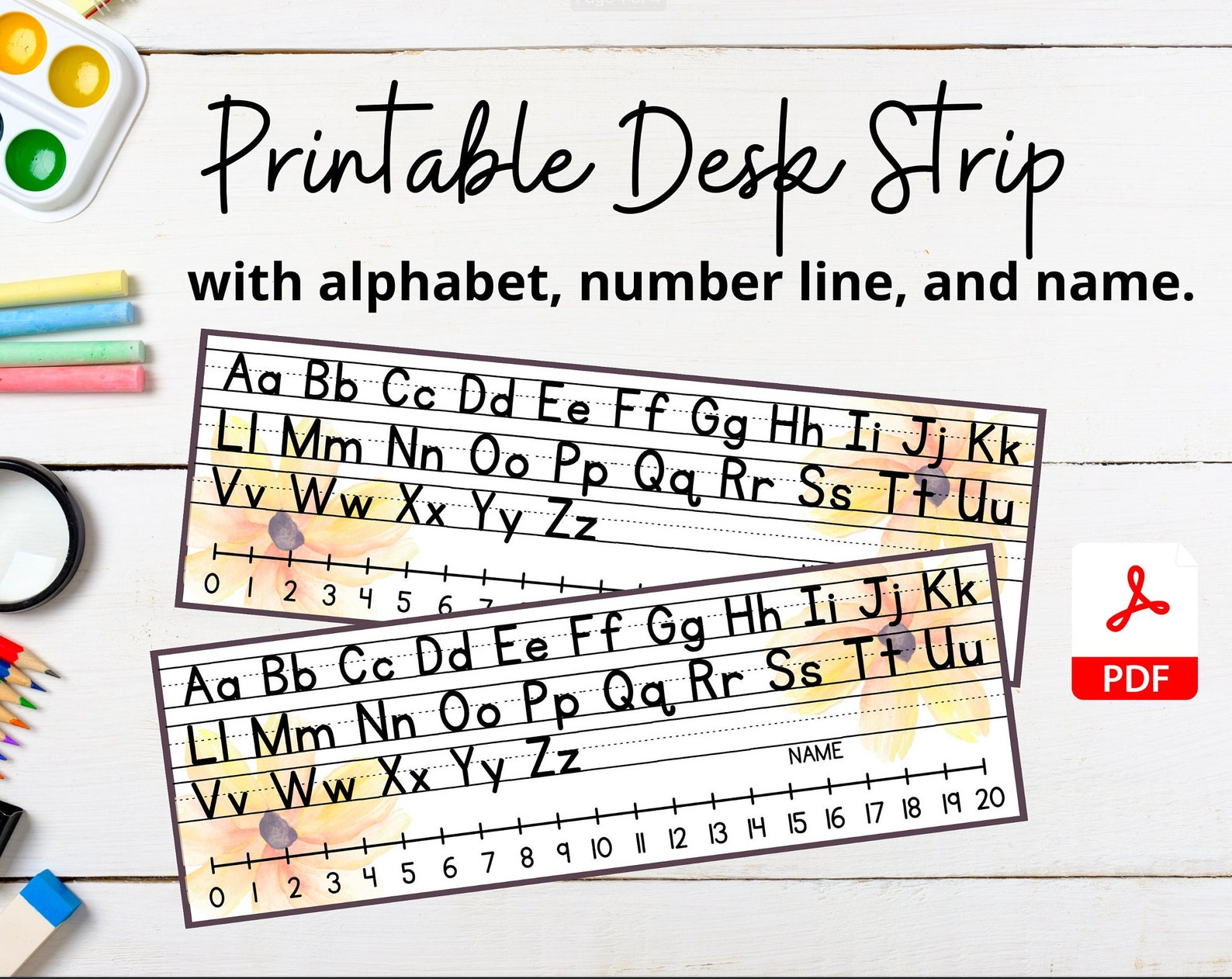 Flower Desk Strip With Alphabet, Number Line and Name, Classroom ...