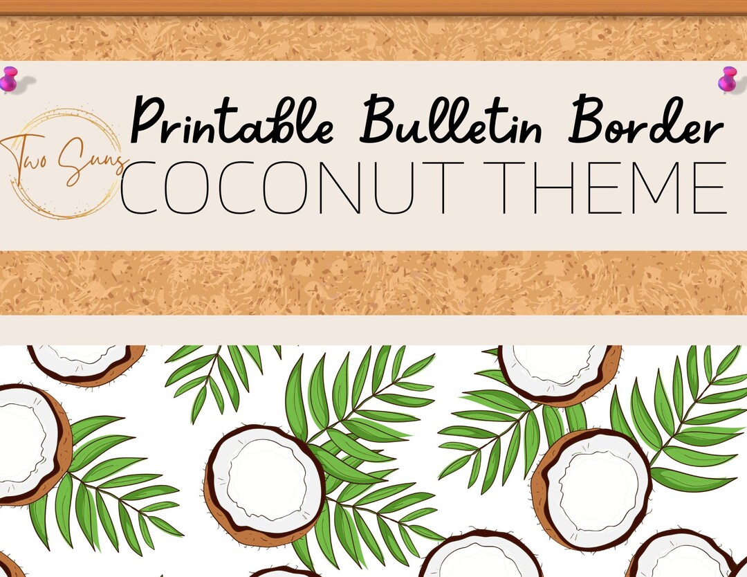 Coconut Theme Bulletin Border, Bulletin Board Border, Printable ...