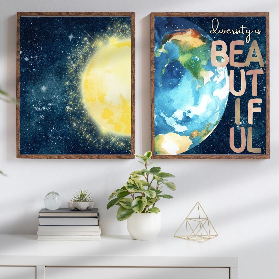 Space Classroom Posters, 2 Digital Art Prints, Home Decor, Classroom ...