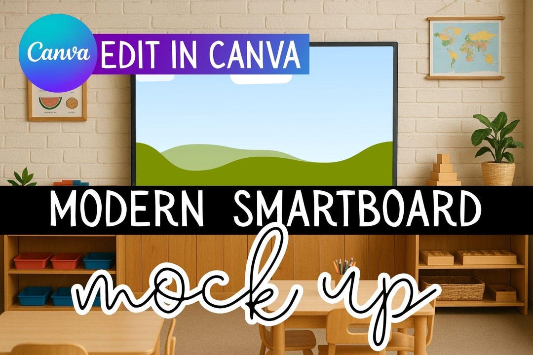 Classroom Smart Board Mockup: Educational Resource Display (digital ...