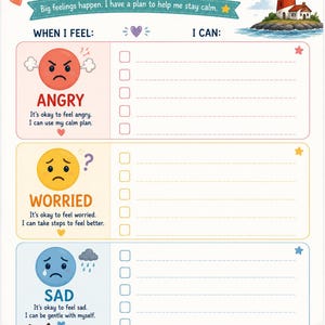Calm Plan SEL Social Emotional Learning Worksheet for Elementary School ...